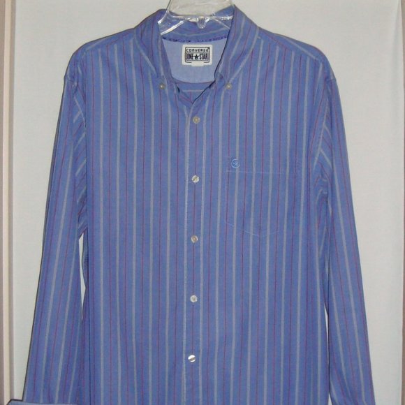 Converse | Shirts | Converse One Star Blue Striped Shirt | Poshmark